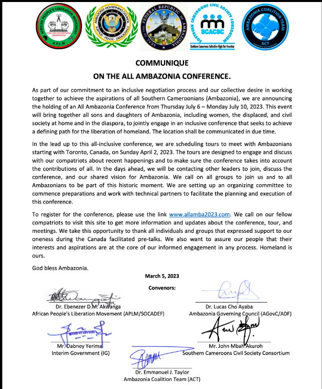 SCPC – updates; some signatories unaware and not content. – Ambazonia ...